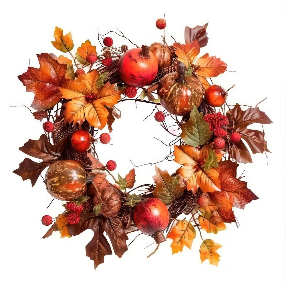 Rustic fall harvest wreath produce | Free Photo - rawpixel