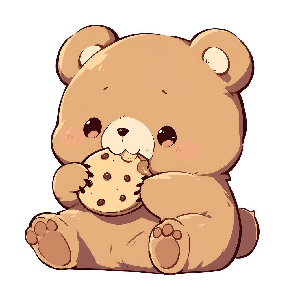 Cute bear eating cookie outdoors | Free Photo Illustration - rawpixel