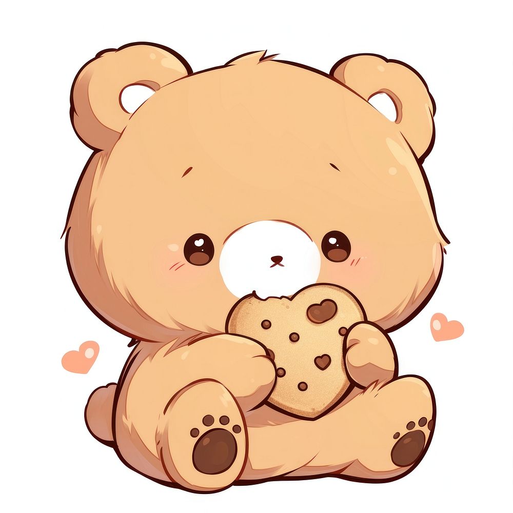 Cute bear eating cookie outdoors | Free Photo Illustration - rawpixel