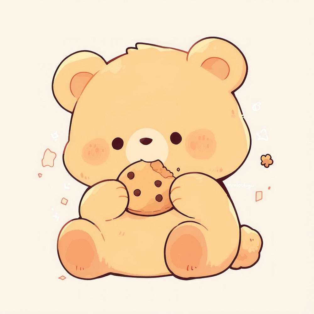 Cute bear eating cookie illustration | Free Photo Illustration - rawpixel