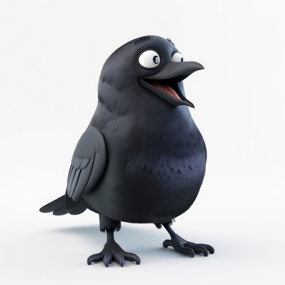 Cute animated black crow illustration | Free Photo Illustration - rawpixel