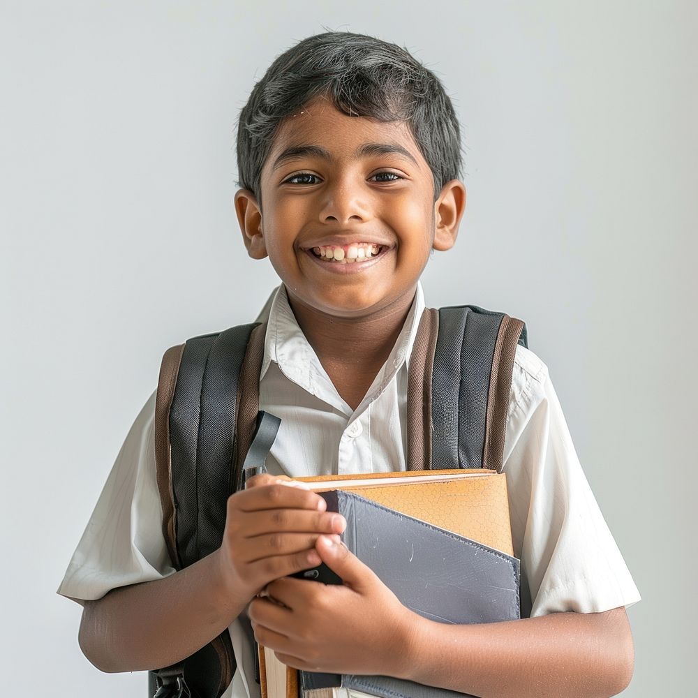 Smiling boy holding books | Free Photo - rawpixel
