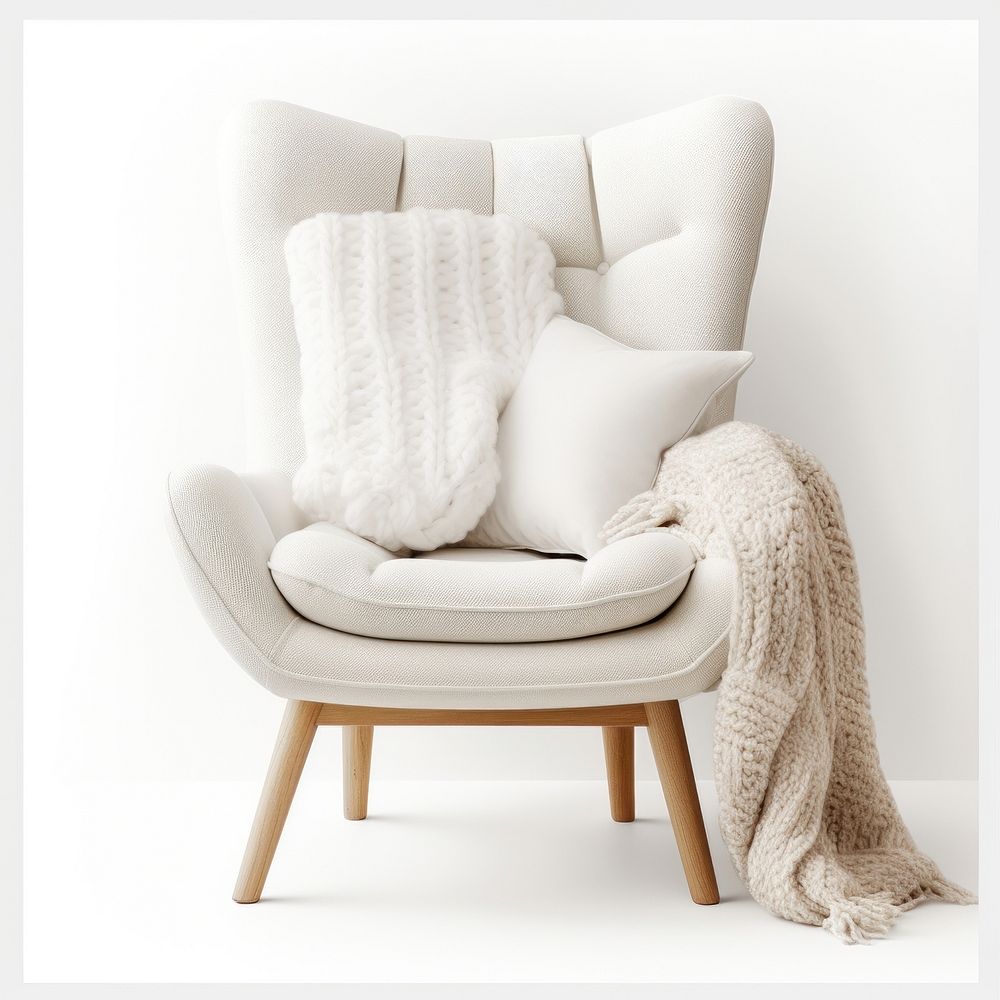 Cozy white chair with blankets | Free Photo - rawpixel