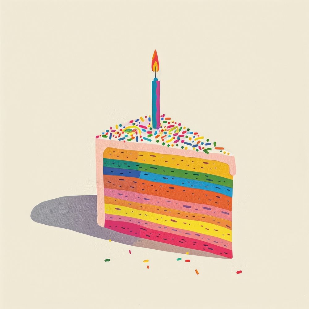 Colorful birthday cake slice illustration | Free Photo Illustration ...