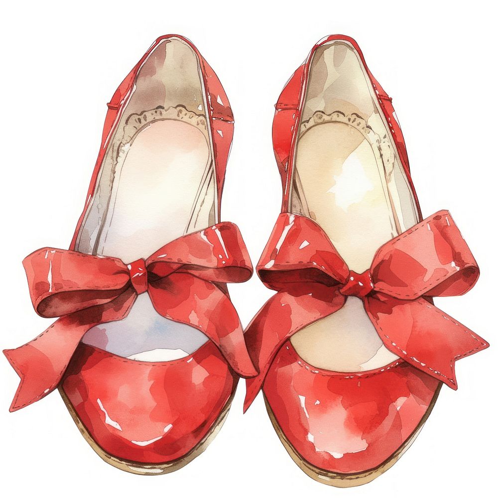 Red bow shoes watercolor illustration | Premium Photo Illustration ...