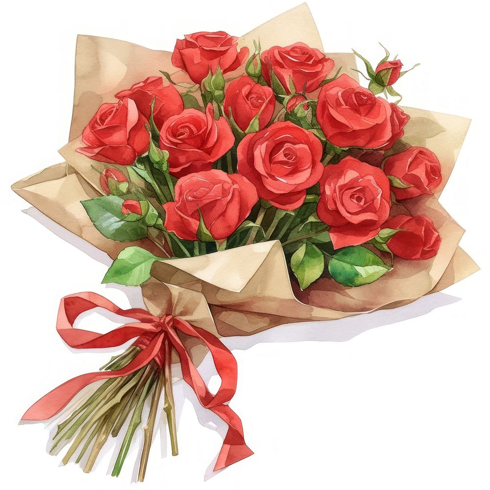 Elegant red rose bouquet illustration | Free Photo Illustration - rawpixel