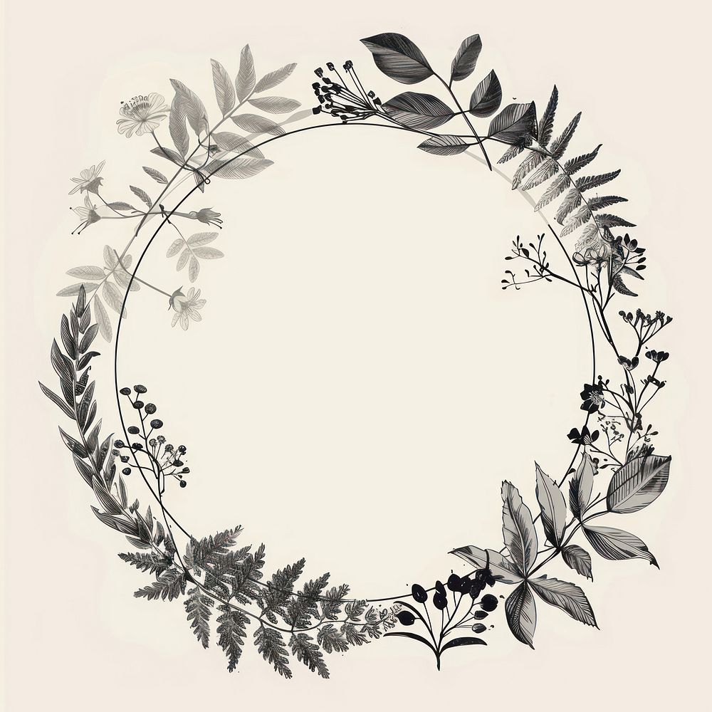 Elegant botanical wreath illustration | Premium Photo Illustration ...