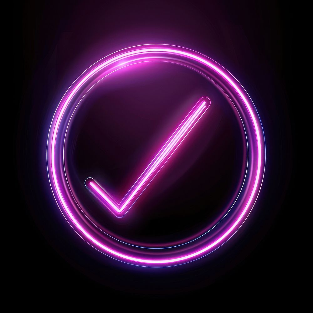 Neon checkmark in glowing circle | Free Photo Illustration - rawpixel