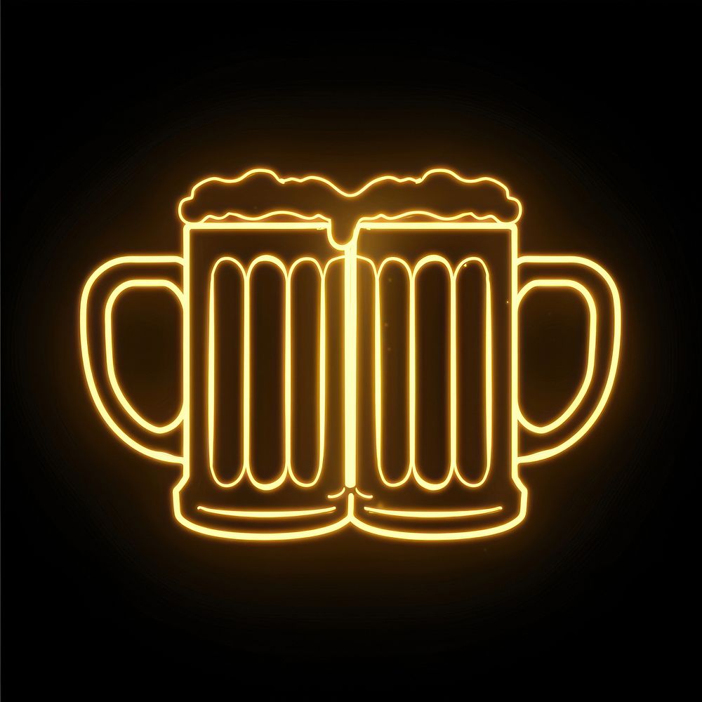 Neon beer mugs cheers | Free Photo Illustration - rawpixel