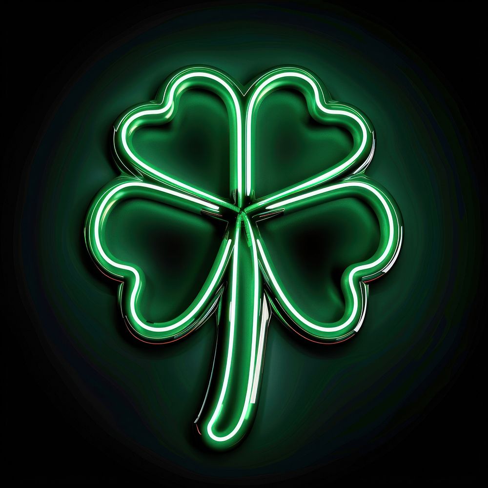 Neon glowing four-leaf clover | Free Photo Illustration - rawpixel
