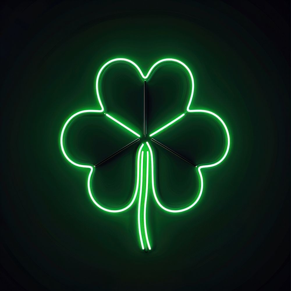 Neon clover glowing in darkness | Free Photo Illustration - rawpixel