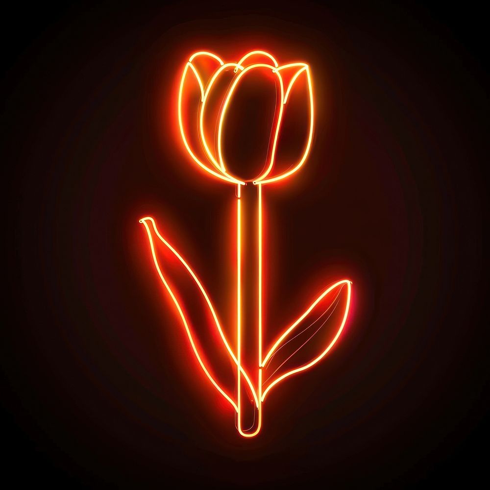Neon tulip glowing illustration | Free Photo Illustration - rawpixel