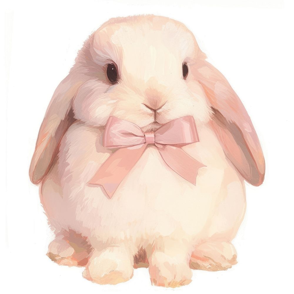 Cute bunny with pink bow | Free Photo Illustration - rawpixel