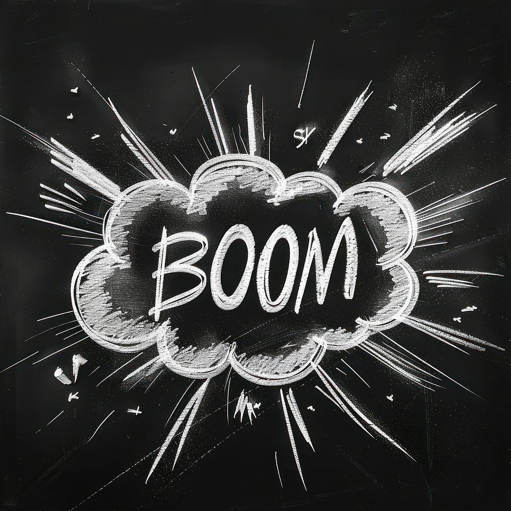 Boom speech bubble icon blackboard | Free Photo Illustration - rawpixel
