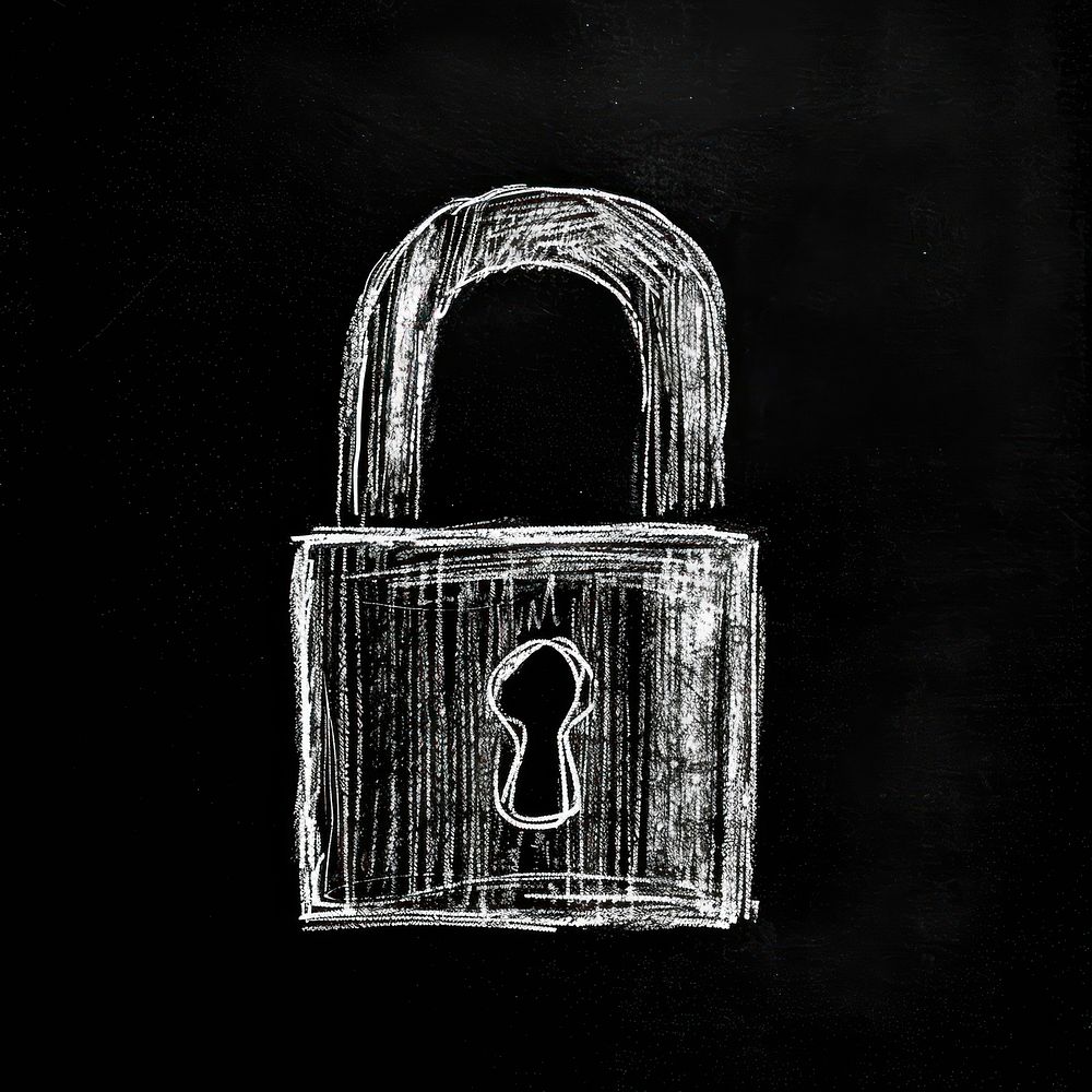 White chalk illustration simple lock | Free Photo Illustration - rawpixel