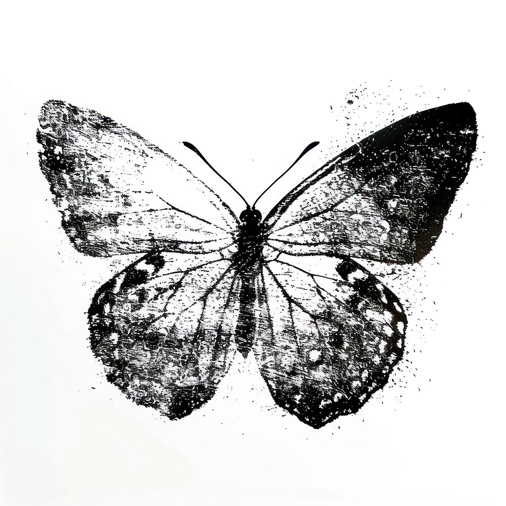 Monochrome butterfly ink splatter | Free Photo Illustration - rawpixel