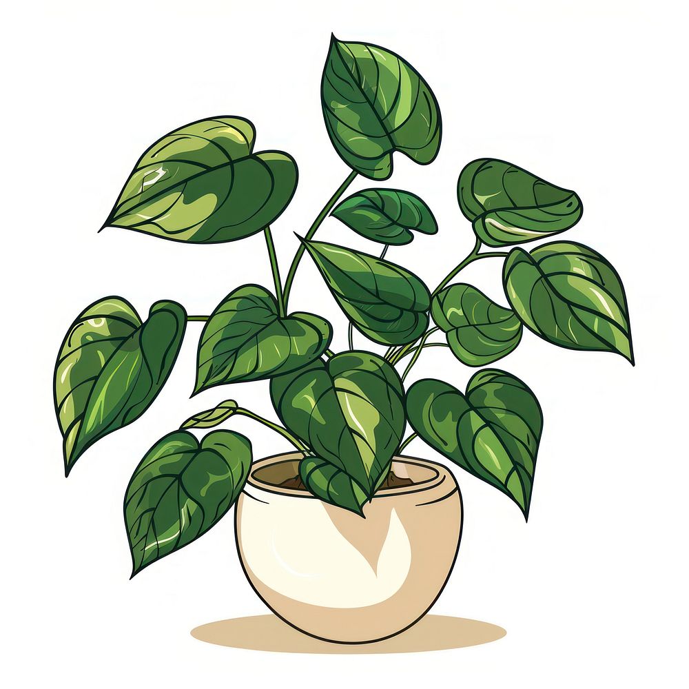 Golden pothos cartoon illustration plant | Free Photo Illustration ...
