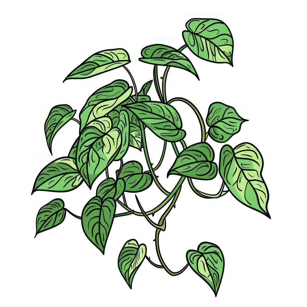 Golden pothos cartoon illustration plant | Free Photo Illustration ...