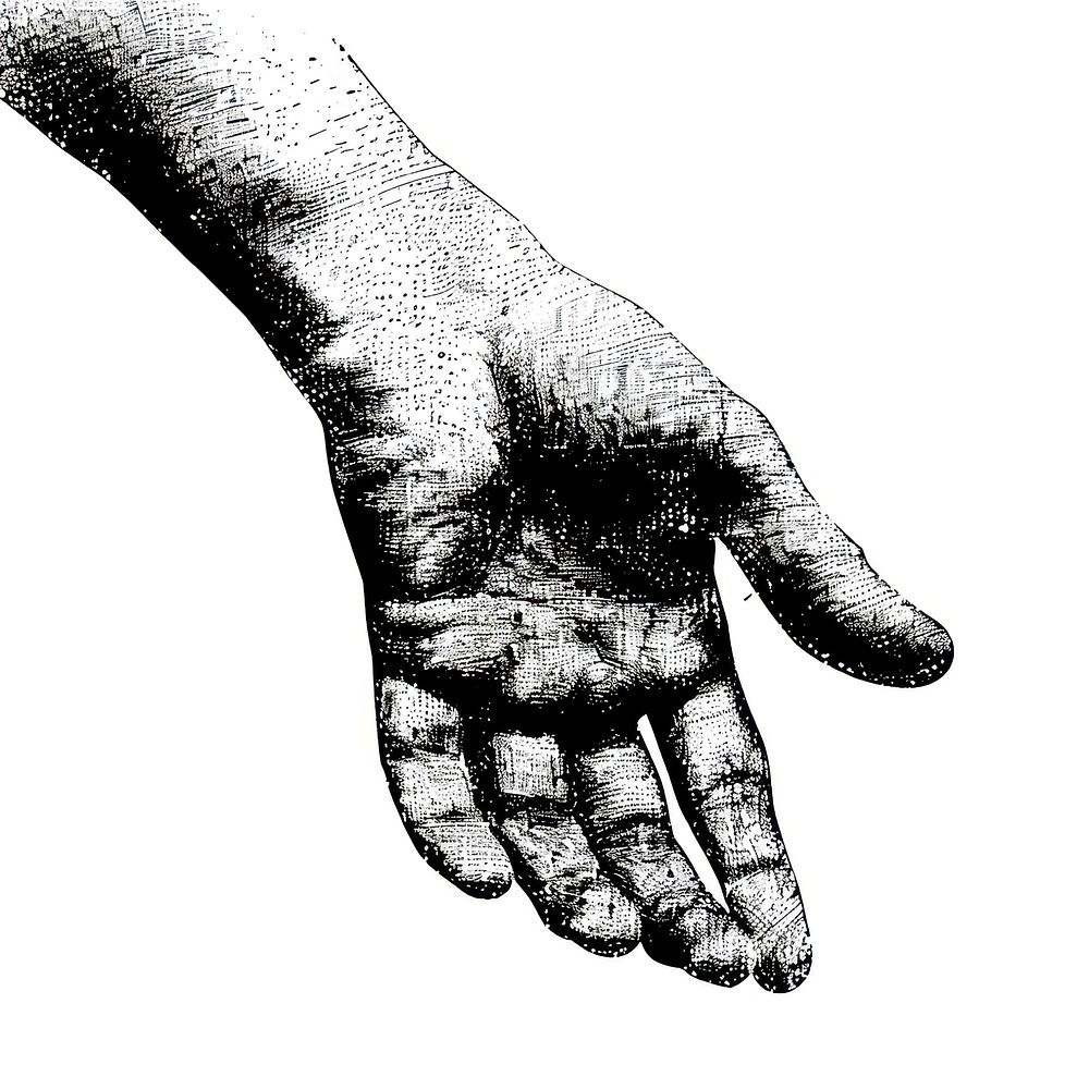 Detailed sketch of outstretched hand | Free Photo Illustration - rawpixel