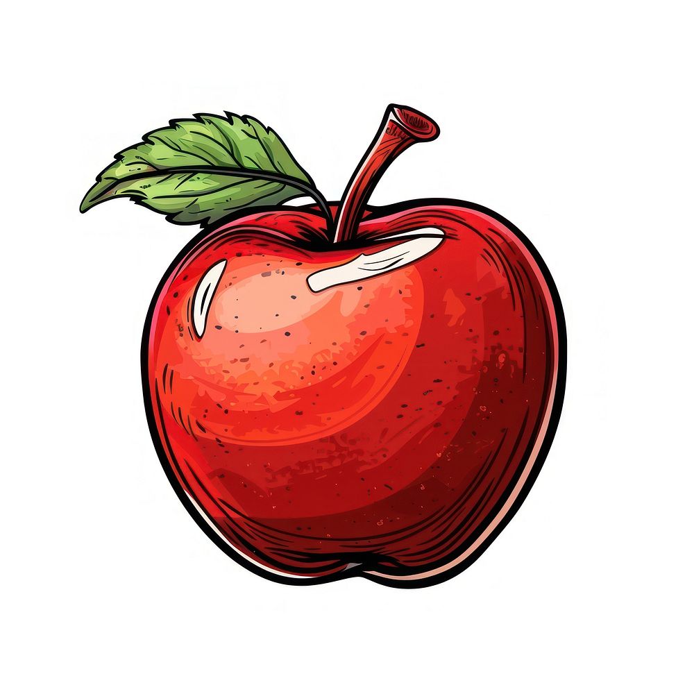 Red apple vector cartoon produce | Free Photo Illustration - rawpixel