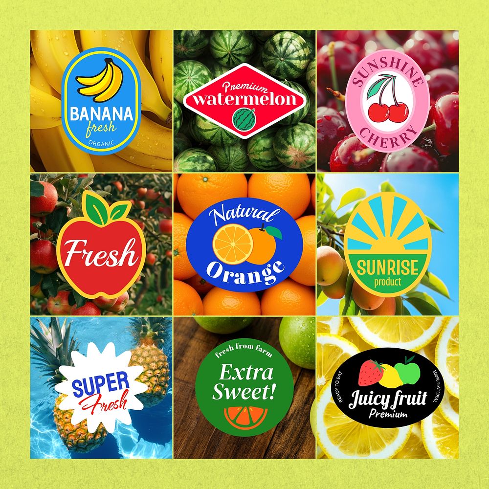 Fruit logo vector template set | Premium Vector - rawpixel