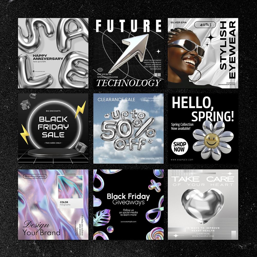 3D Instagram post template set | Premium Vector - rawpixel