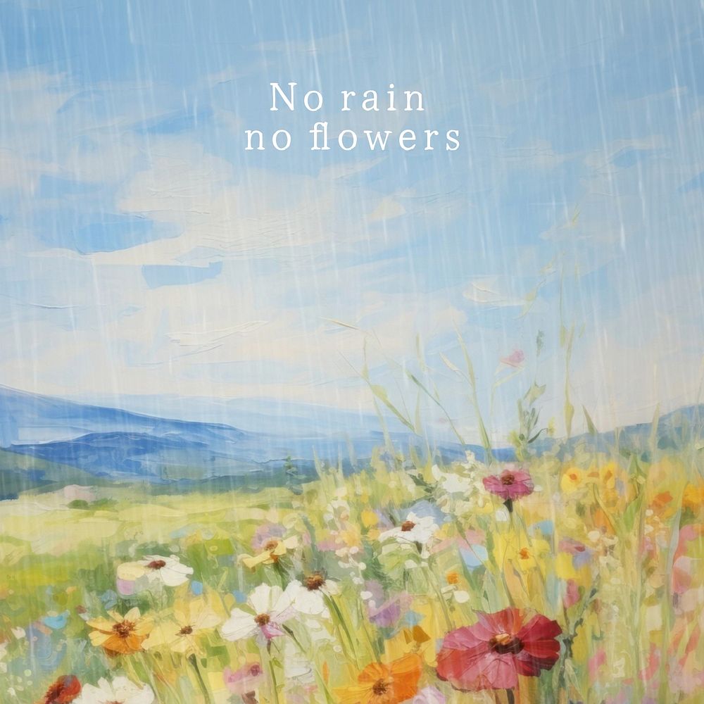 wildflowers quote Instagram post template | Free Vector Template - rawpixel