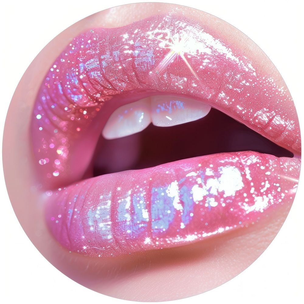 Glossy pink sparkling lips | Free Photo Illustration - rawpixel