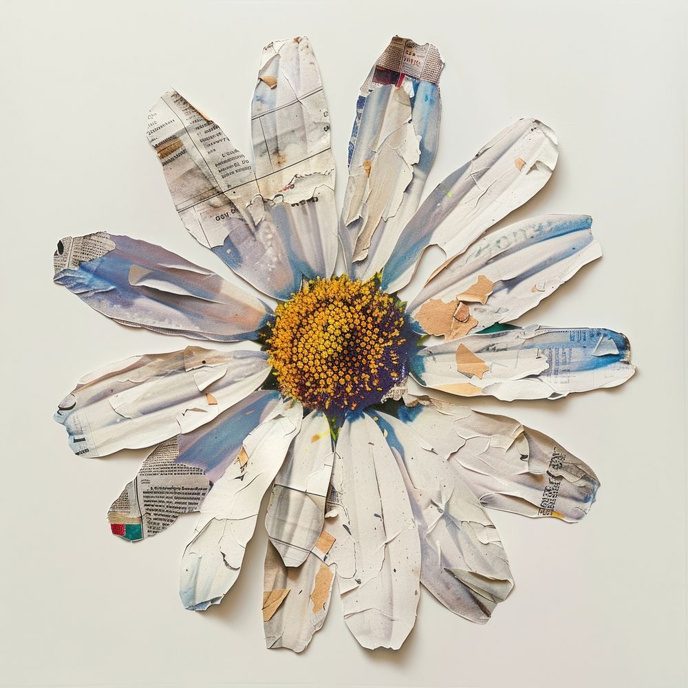 Newspaper petal daisy collage | Free Photo Illustration - rawpixel
