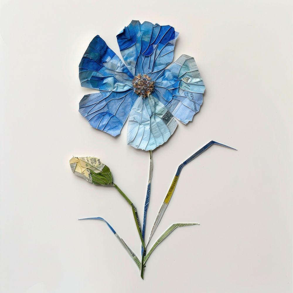 Blue flower paper collage | Free Photo Illustration - rawpixel