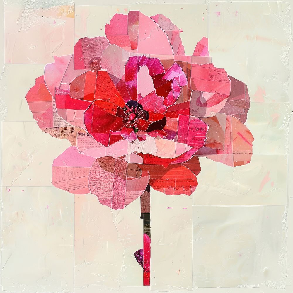 Abstract pink flower collage art | Free Photo Illustration - rawpixel