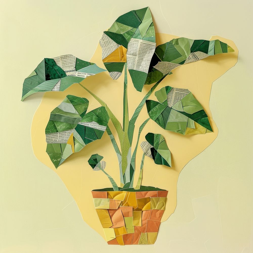 Vibrant geometric plant collage | Free Photo Illustration - rawpixel