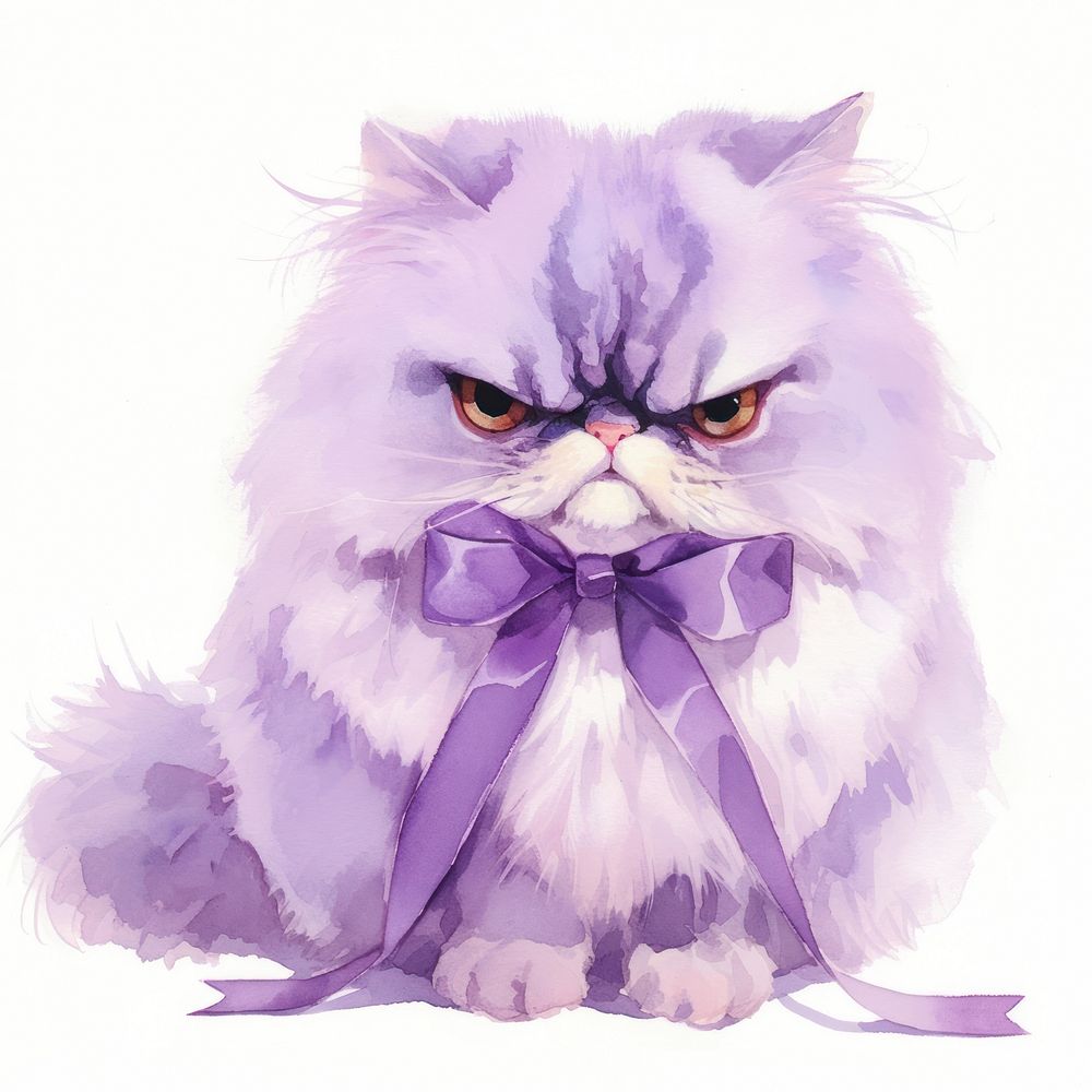Purple coquette angry cat art | Free Photo Illustration - rawpixel