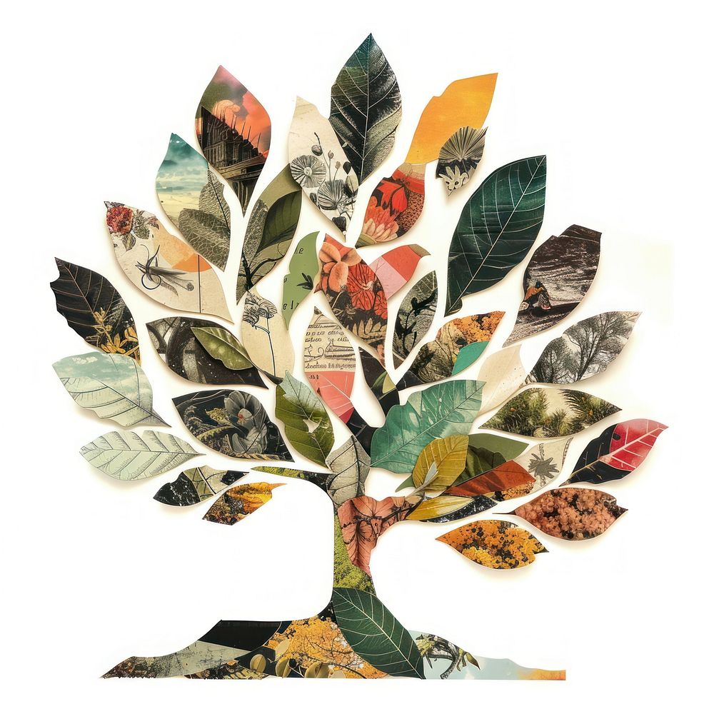 Tree shape collage cutouts herbal | Free Photo Illustration - rawpixel