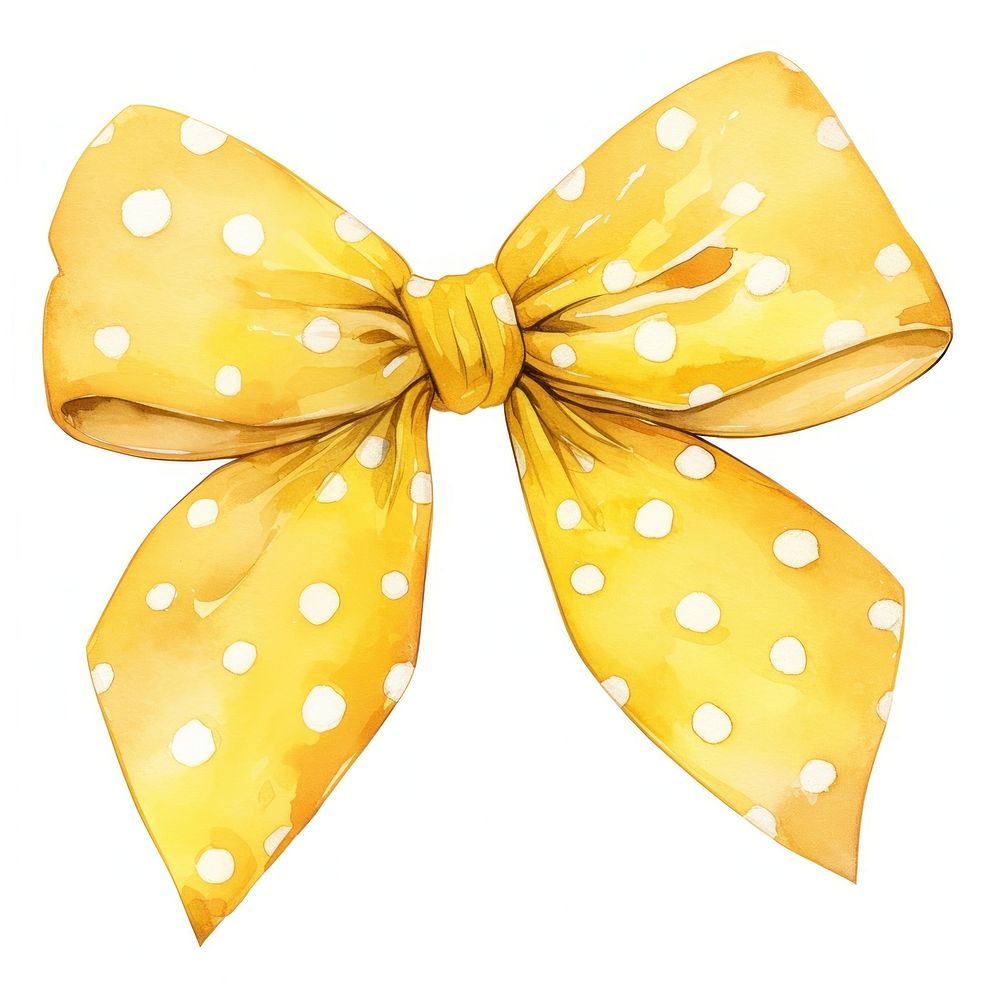 Yellow coquette polkadot bow ribbon | Free Photo Illustration - rawpixel
