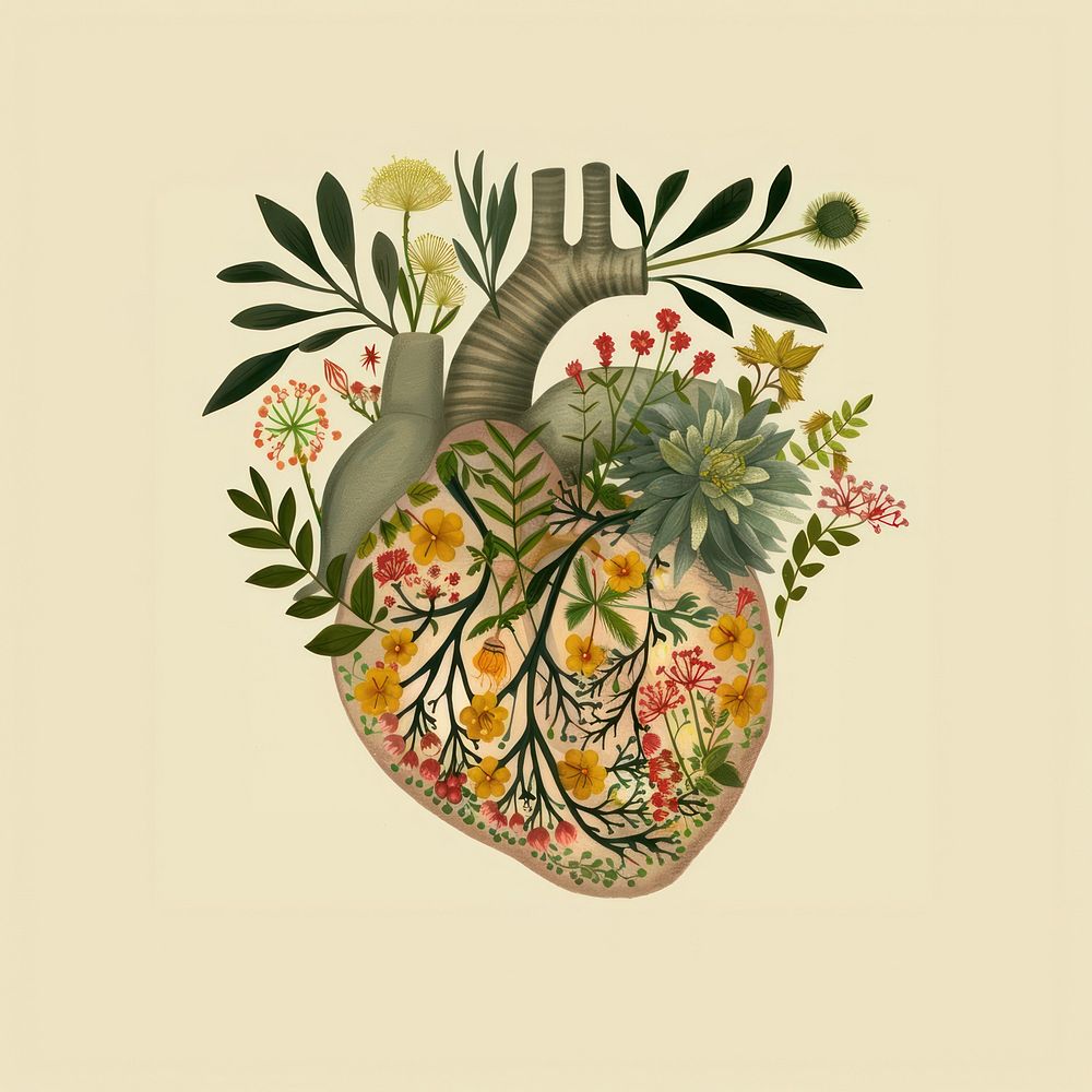 Botanical heart art illustration | Free Photo Illustration - rawpixel