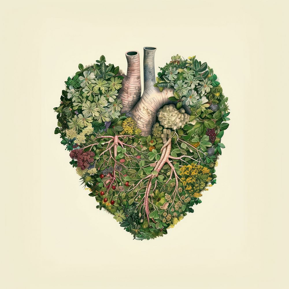 Botanical heart-shaped nature illustration | Free Photo Illustration ...