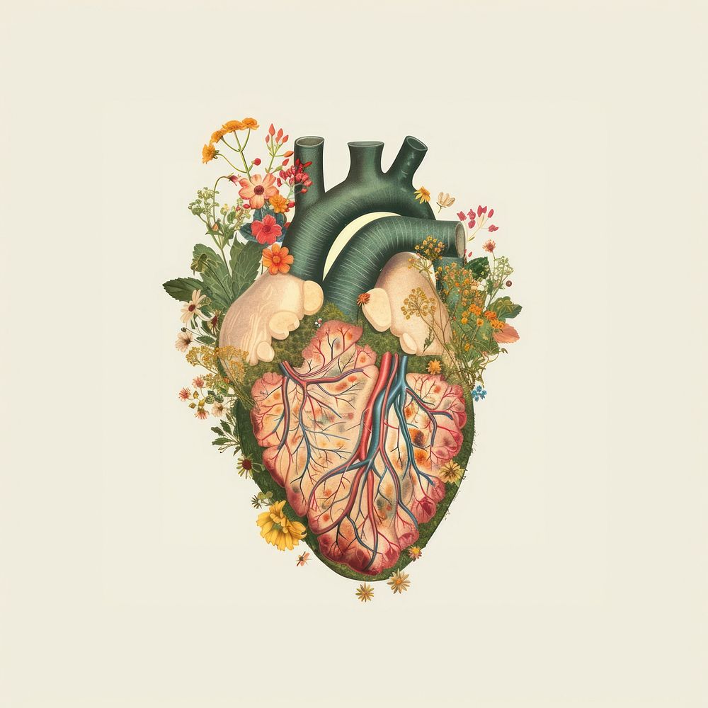 Botanical heart anatomy illustration | Free Photo Illustration - rawpixel