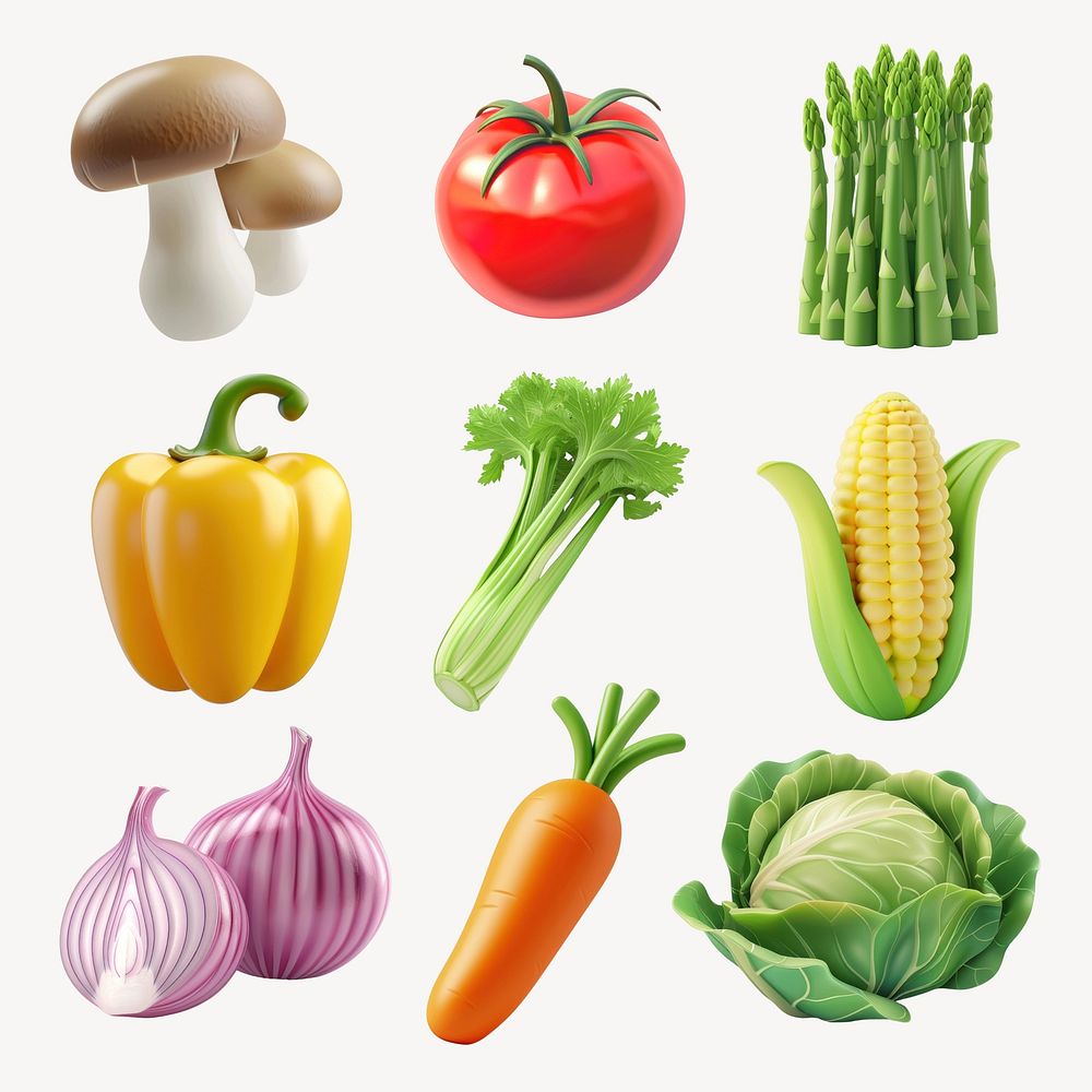 3D vegetable element set | Premium Photo - rawpixel