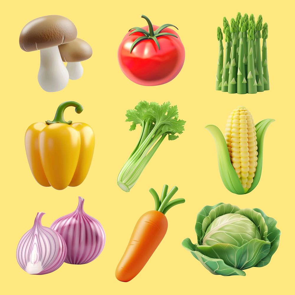 3D vegetable element set | Free Photo - rawpixel