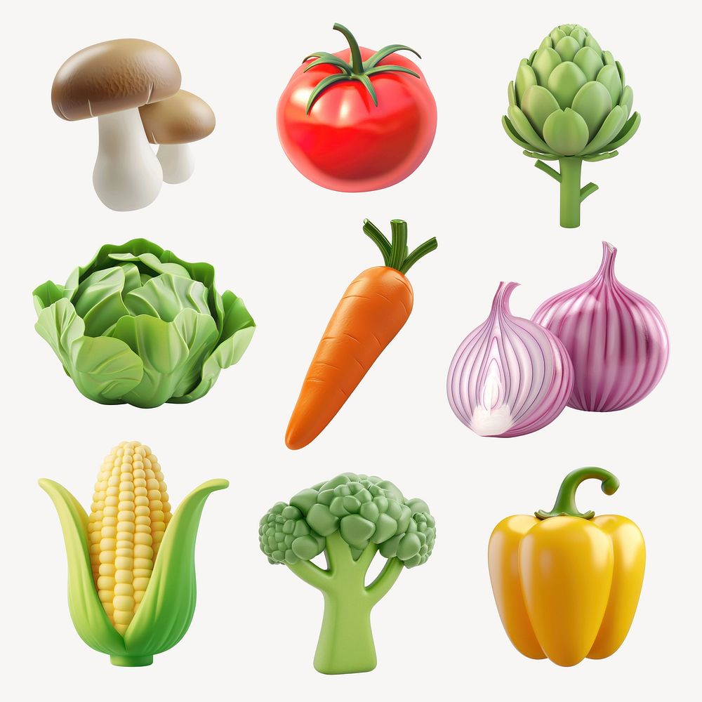 3D vegetable element set | Premium Photo - rawpixel