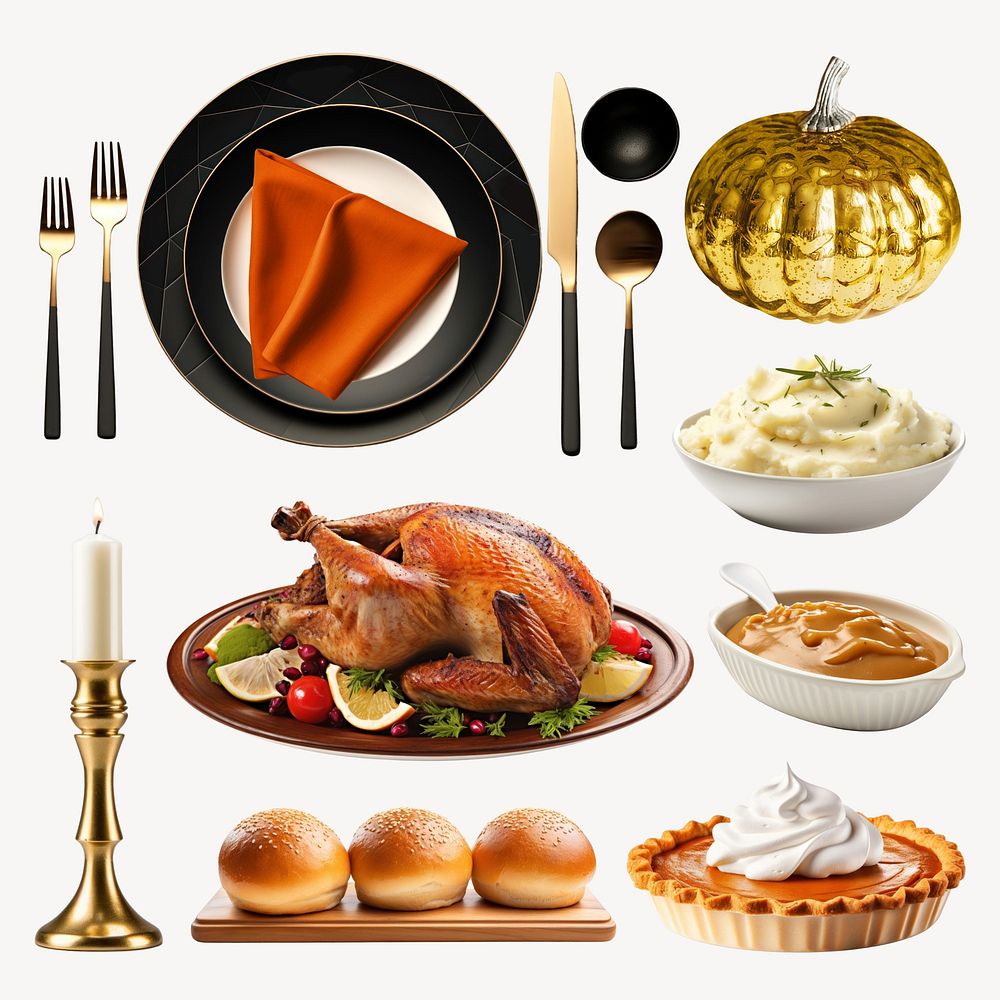 Thanksgiving dinner element set | Free Photo - rawpixel