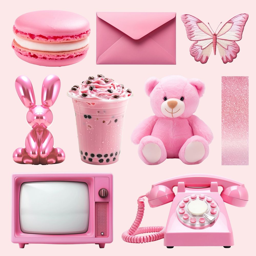 Pink object element set | Free Photo - rawpixel