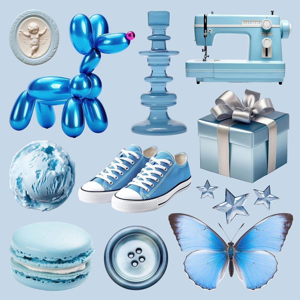 Blue various object design element | Free Photo - rawpixel