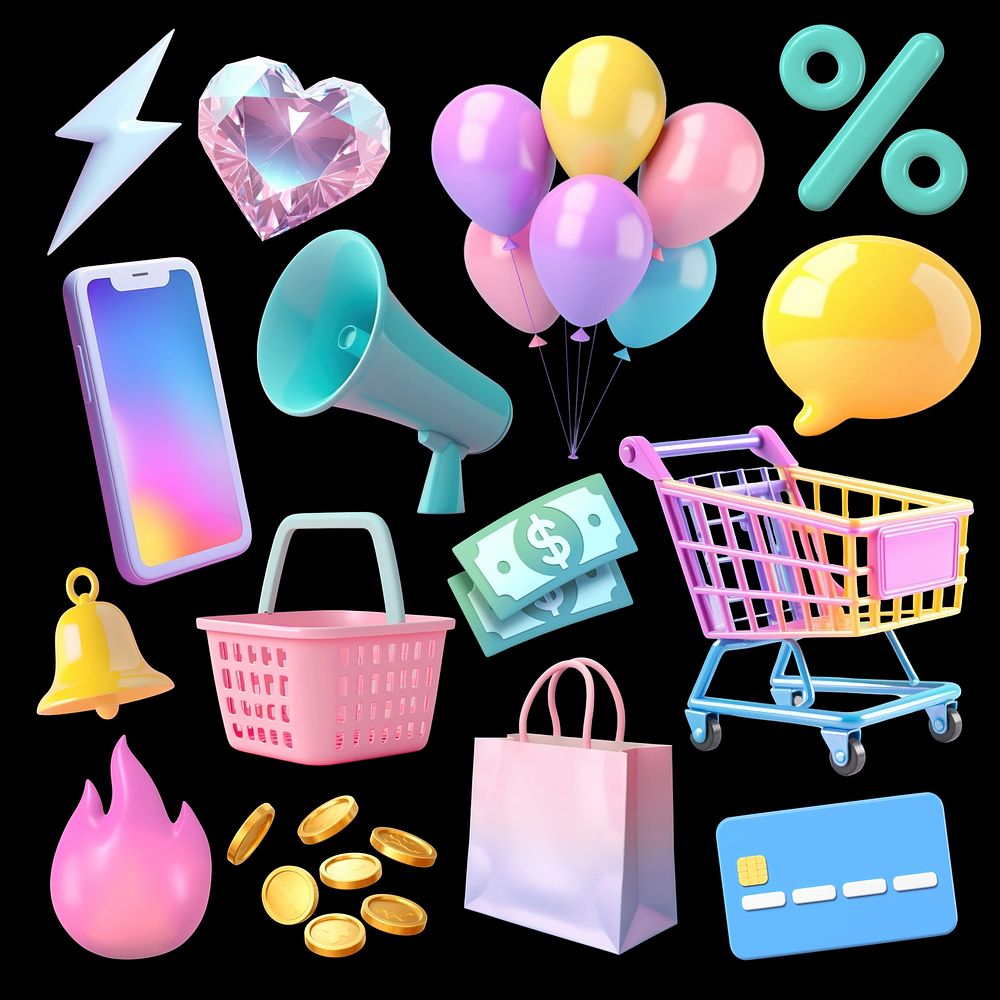3d pastel shopping design element | Free Photo - rawpixel