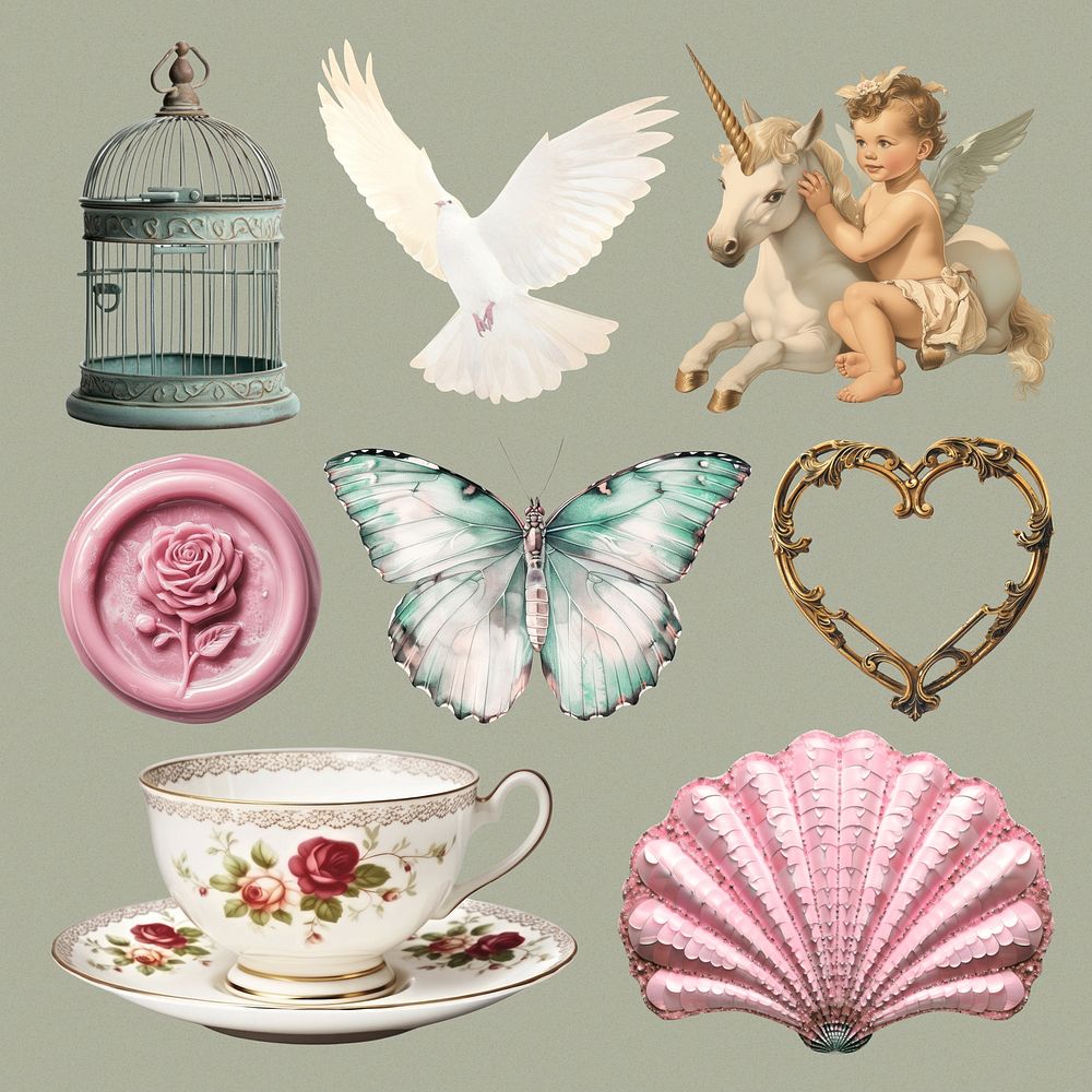 Vintage aesthetic design element set | Free Photo - rawpixel