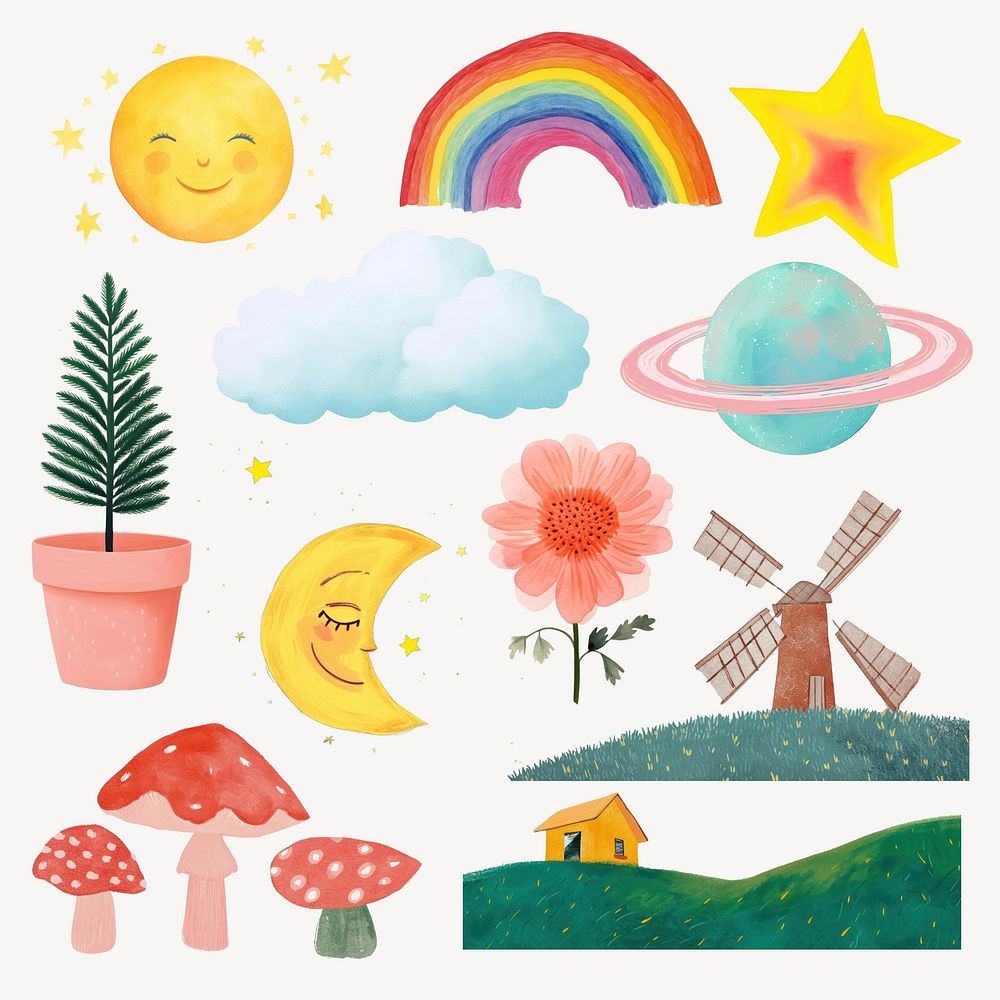 Cute nature sticker illustration element | Free Photo - rawpixel