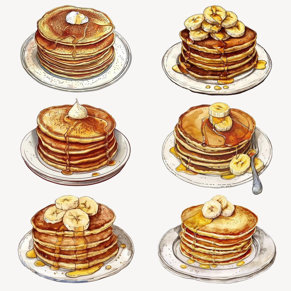 Vintage pancake illustration element set | Free Photo - rawpixel