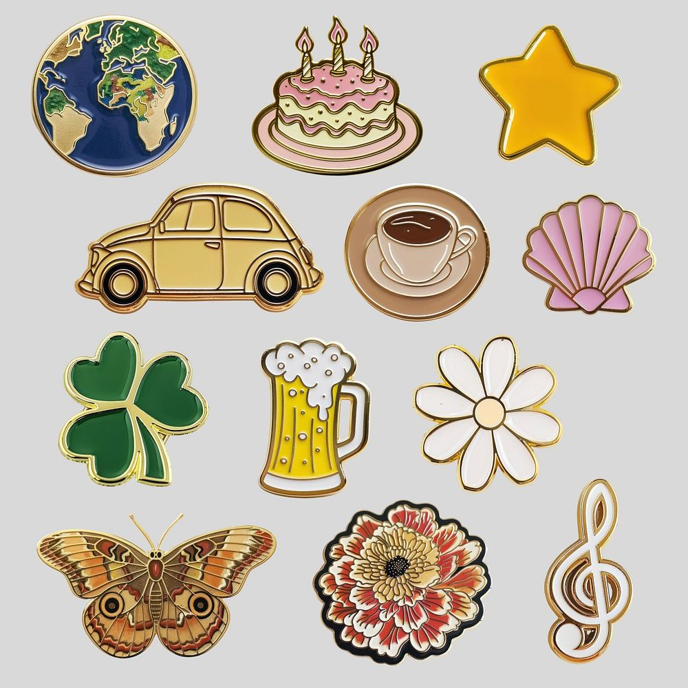 Enamel lifestyle pin element set | Free Photo - rawpixel