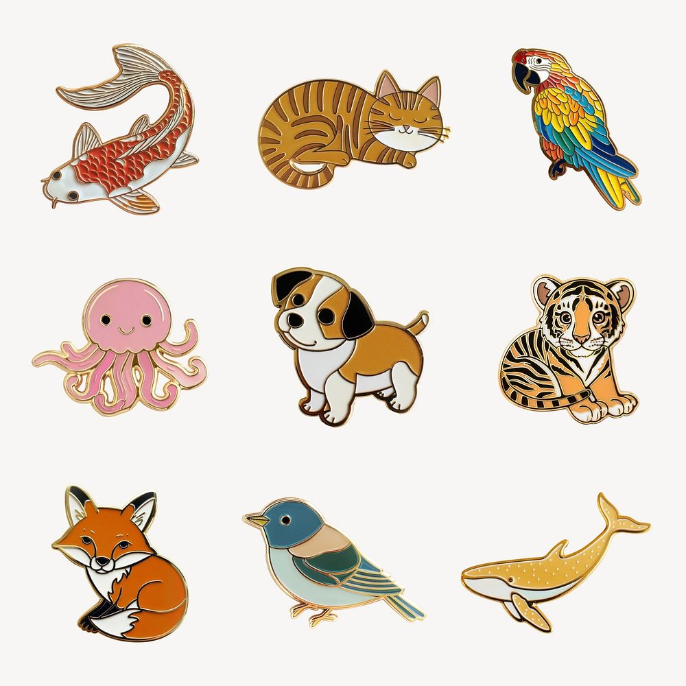 Enamel animal pin element set | Free Photo - rawpixel